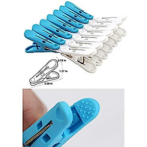 MONSTA Living Spring Clothespins - Plastic Soft Grip, Anti-Slip Clothes Pins with Sturdy Steel Springs - Blue &amp; White Attractive Clothing Line Clips - Top Air-Drying Clothing Pin Set (Pack of 14)