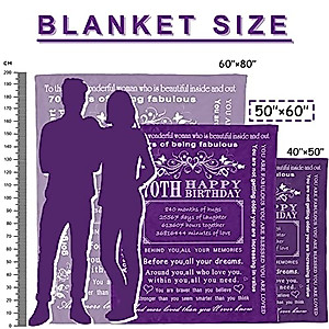 Yufobel 70th Birthday Gifts for Women, Gift for 70 Year Old Women, 70 Years Old Birthday Gift Idea, Happy 1952 70th Birthday Gift for Grandma/Mom/Wife, 70th Birthday Throw Blanket 60’’x50’’