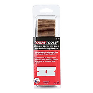 OEMTOOLS 25181 Razor Blades, 100 Pack, Steel Safety Box Cutter Replacement Blades, Removes Paint and Decals, Cuts Boxes and Cords, Fits Most Utility Knives
