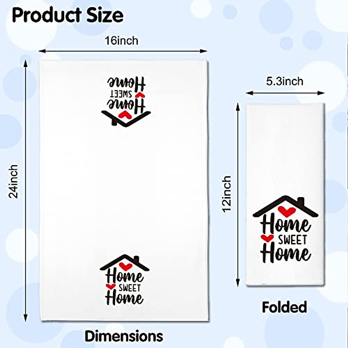 RZHV Home Sweet Home Kitchen Towel, Funny Heart Dish Towel Gift for Women Sisters Friends Mom Aunty Hostess, Housewarming New Home, Dish Towel with Sayings