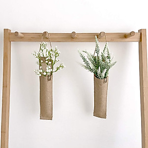 SNAIL GARDEN 2 Pack 12.5" H Wall Vases for Flowers, Wall Hanging Vase Fabric Wall Flower Vase Wall Decor for Living Room,Bedroom, Office and More(Burlap)