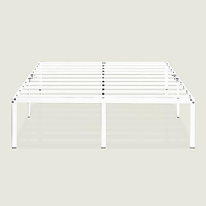 Best Price Mattress 18 Inch Metal Platform Bed Frame, Heavy Duty Steel Slats, White, Full