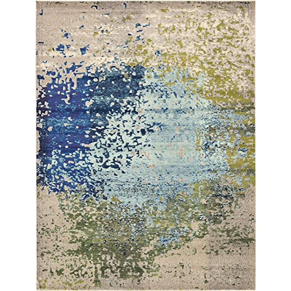 Unique Loom Estrella Collection Abstract, Modern, Light Colors, Distressed Area Rug, 9 ft x 12 ft, Blue/Beige