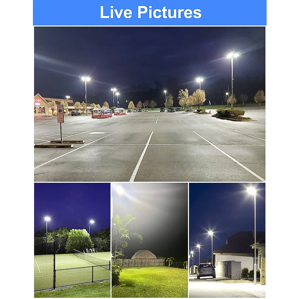 320W LED Parking Lot Light 48,000LM, DLC UL Listed Industrial Grade LED Shoebox Parking Pole Light 5000K IP65 Waterproof Outdoor Commercial Area Lighting with Slip Fitter 100-277VAC