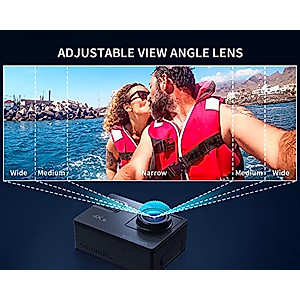 WOLFANG GA300 4K60FPS Action Camera 24MP Waterproof 40M Underwater Camera EIS Stabilization WiFi Wide Angle Helmet Camera (External Microphone, Remote Control, 2x1350mAh Batteries and Accessory Kit)