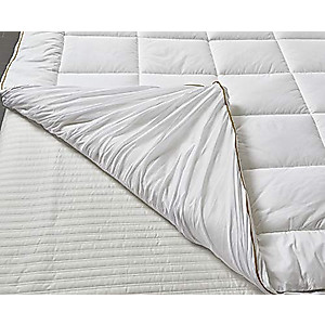 Blue Ridge Home Fashions ELLE DÉCOR 233 Thread Count Cotton Gusseted Mattress Topper, Queen, White