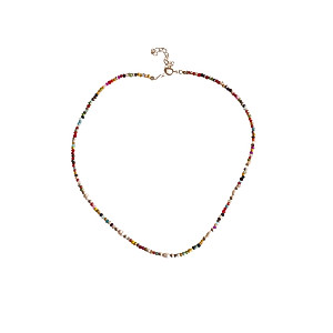 925 Sterling Silver Color Glass Beaded & Pearls & Silver Balls Choker Necklace for women, Length 14-16.5 inches / 36-42CM - Adjustable Small Dainty Necklace | Handmade by MiYa Jewelry creations