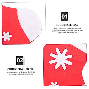BESTOYARD 6pcs Cutlery Bag Cutlery Set Christmas Cutlery Bags Xmas Party Decoration Dinning Table Decor Red Table Decor Christmas Silverware Fork Spoon Holder Cutters Forks Covers Mini