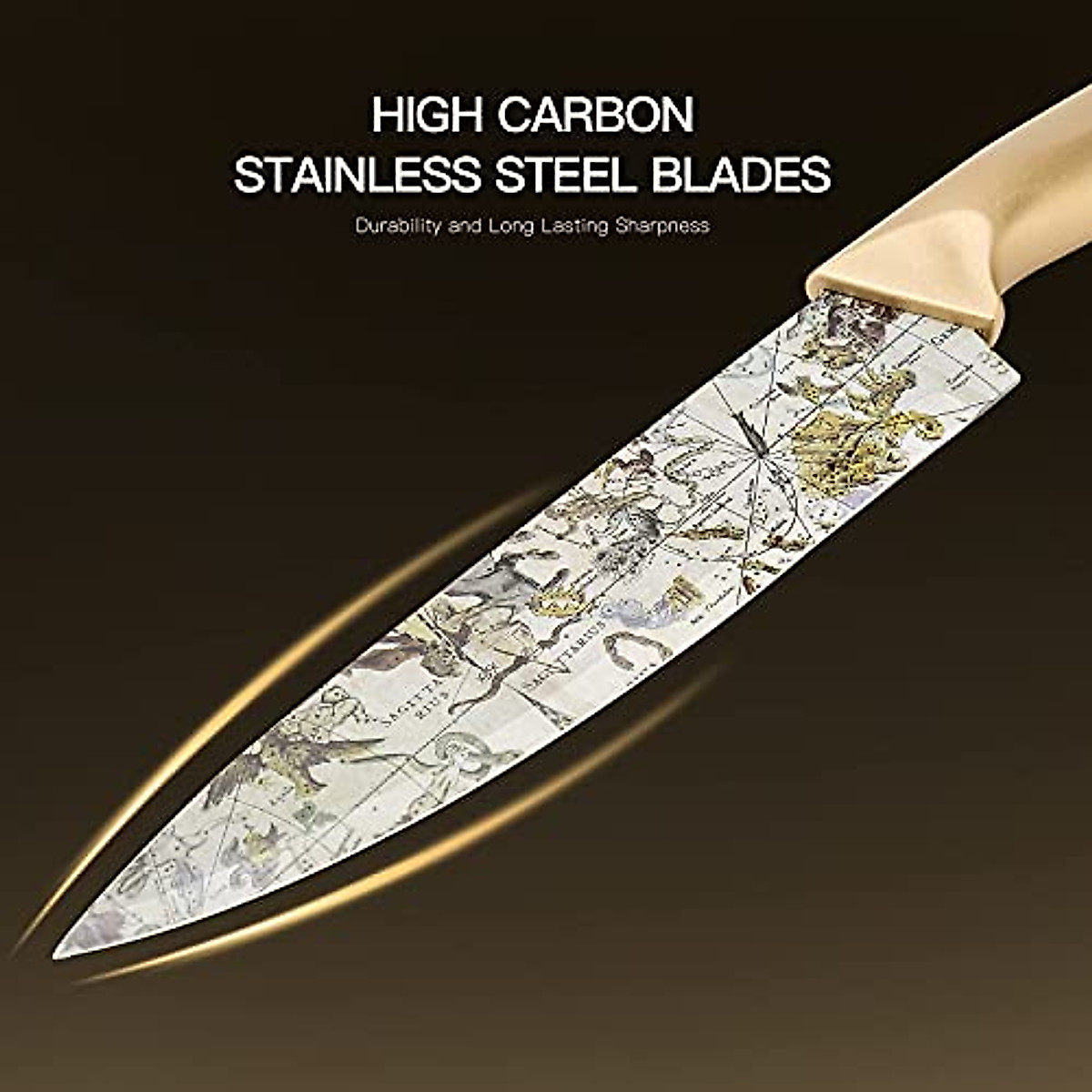 Karcu Knife Set, 5-piece Kitchen Knife Set Nonstick Coated with 5 Knife Sheath Covers