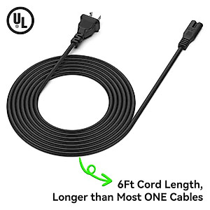 AC Power Cord for Sony PS3 PS4 PS5, Xbox One S, Xbox One X, Xbox Series X/S Power Supply Cable Replacement 2 Prong AC Power Cord 6Ft