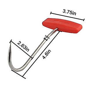 Tinsow 2PCS Meat Hooks for Butchering,T Shaped Boning Hooks with Handle 6 Inch Stainless Steel Butcher Shop Tool Kit (Orange x2)