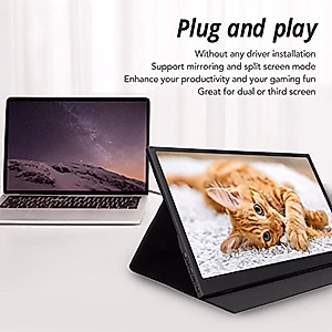 Zunate 2022 New 15.6 Inch External Monitor, Portable Gaming Monitor for Laptop, 1080P IPS Monitor Screen with Mini HDMI/USB C/Micro USB/3.5mm Jack, for PS4/PS5