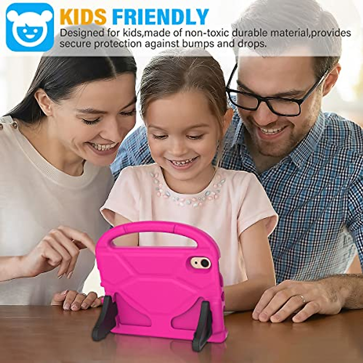 SUPLIK Kids Case for iPad Mini 6 (8.3-inch, 2021), iPad Mini 6th Generation Case for Kids, Built with Screen Protector, Durable Shockproof Protective Cover with Handle Stand, Pink