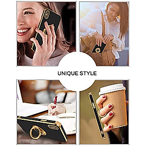 BENTOBEN iPhone Xs Max Case, Phone Case iPhone XsMax, Slim Fit Sparkly Kickstand Ring Holder Design Shockproof Protection Soft TPU Bumper Drop Protective Girl Women Boy iPhone Xs Max Cover, Black/Gold