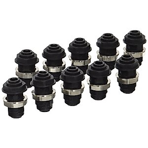 John Guest Speedfit PP1208E Black 1/4" OD Polypropylene Push-to-Connect Bulkhead Union (10-Pack)