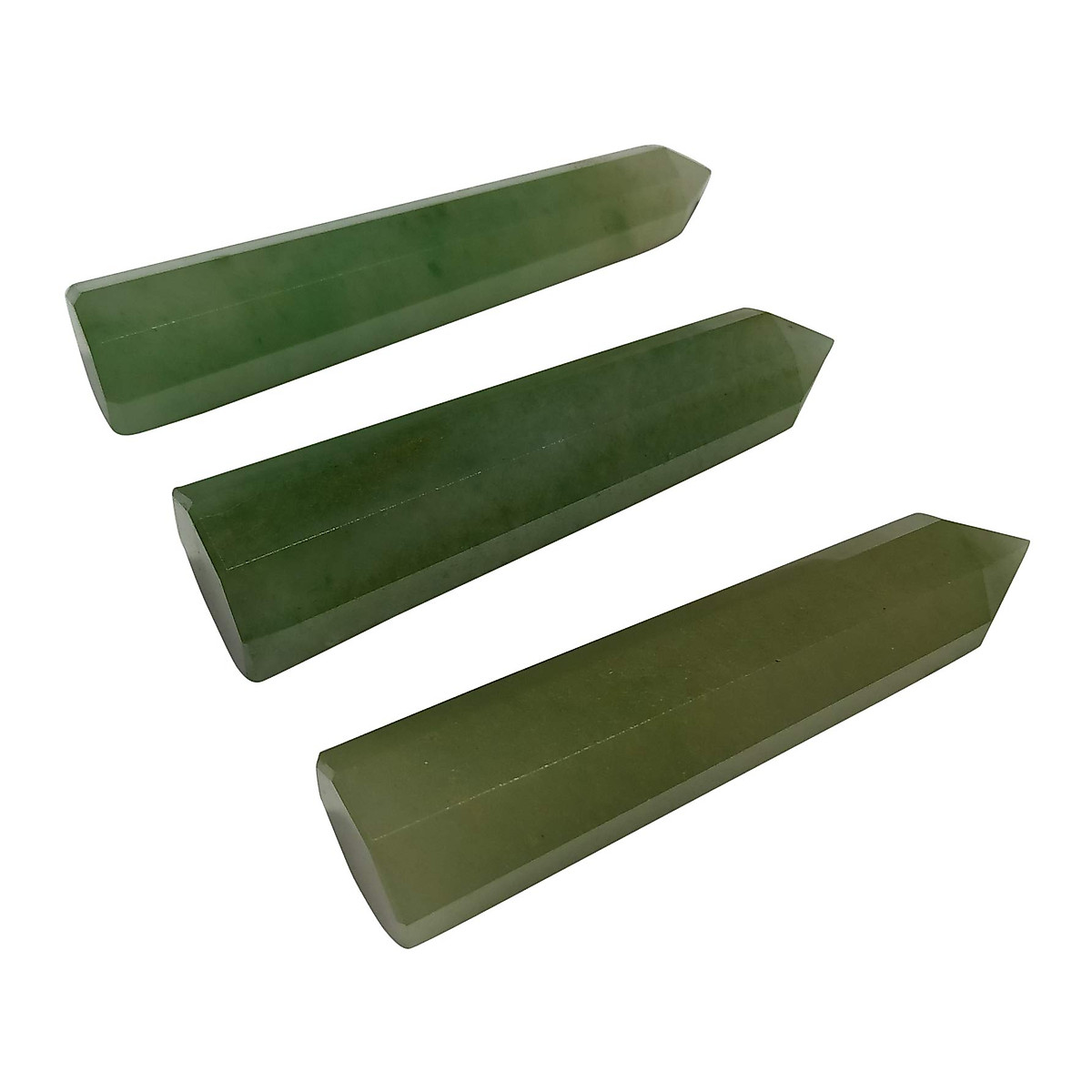 WholesaleGemShop 3 Inch Green Aventurine Gemstones Obelisk Tower Jumbo Facet Aura Rock Crystal Natural Polished Earth Wand Spirit