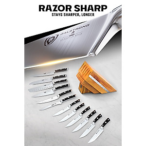 Dalstrong 12-Piece Knife Block Set - Gladiator Series Elite - Black Handles - German HC Steel - Hand-Made Manchurian Ash Wood Block - NSF Certified