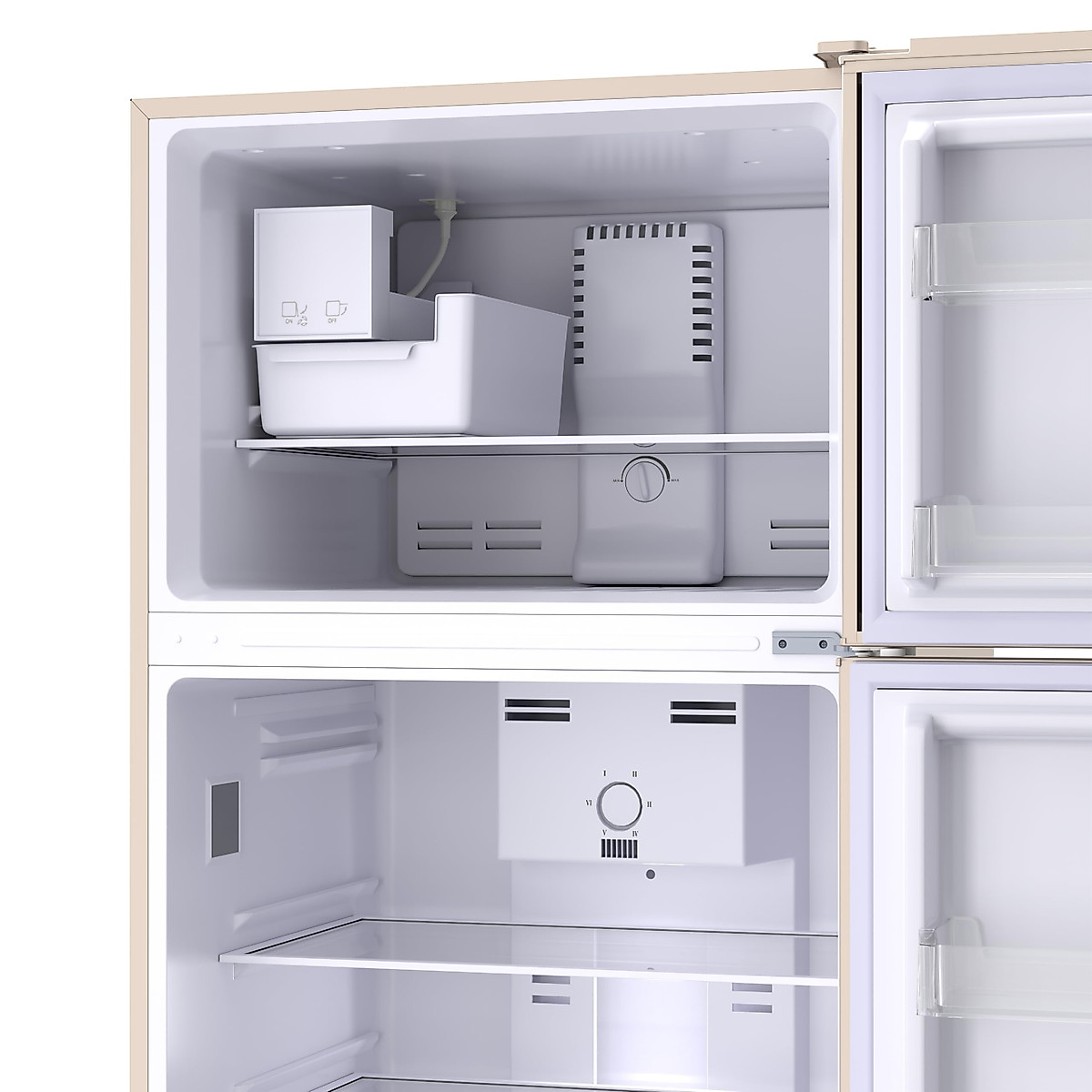 Conserv 30in RETRO Refrigerator 18cf Top Mount w/AUTOMATIC ICE MAKER 110V Handle(Cream)