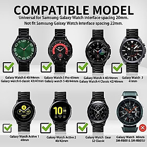 Samsung Galaxy Watch 6 Band Classic 43mm 47mm 40mm 44mm, Samsung Galaxy Watch 5 Band Pro 45mm 40mm 44mm, Samsung Galaxy Watch 4 Band Classic 40mm 44mm 42mm 46mm Men 20mm Metal Business Band Solid Stainless Steel (Black)