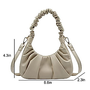 RARITYUS Women Vintage Hobo Handbag Fashion Pleated Purse Shoulder Bag Underarm Small Tote with Shoulder Straps