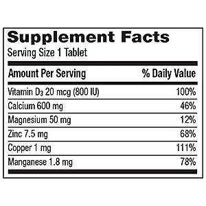 Caltrate 600 Plus D3 Plus Minerals Calcium and Vitamin D Supplement Tablets, Bone Health and Mineral Supplement for Adults - 165 Count