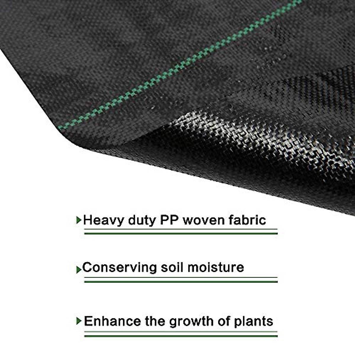 Goasis Lawn Weed Barrier Control Fabric Ground Cover Membrane Garden Landscape Driveway Weed Block Nonwoven Heavy Duty 125gsm Black,3FT x 300FT