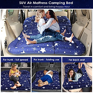 HOPERAN SUV Air Mattress Camping Bed, Inflatable Car Mattress Air Bed Back Seat with Two Pillow, Portable Sleeping Pad for Home, Outdoor and Travel