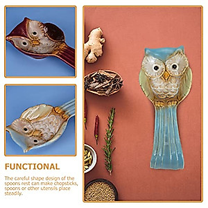 Zerodeko 2pcs Owl Spoon Rest Cooking Spoon Rest Coffee Spoon Holder for Coffee Bar Ceramic Spoon Rack Sauce Plate House Accessories for -cream Spoon Desktop Stove Ceramics