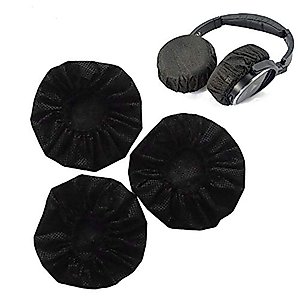 200pcs Stretchable Headphone Cushion Covers , Disposable Sanitary Headphone Covers Replacement Black (11cm)
