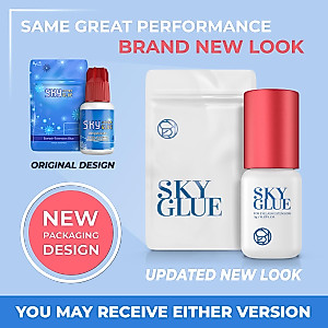 2 Bottles Sky Glue for Eyelash Extensions S+ | Super Strong Black Lash Extension Adhesive for Professional Long Lasting Semi Permanent Individual Lash Extensions | Fast Drying / 7+ Week Retention 5ml