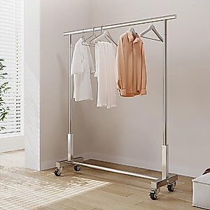 NYASAA Single Mobile Clothes Hanging Rail, Portable Freestanding Garment Rack for Bedroom, Laundry Room