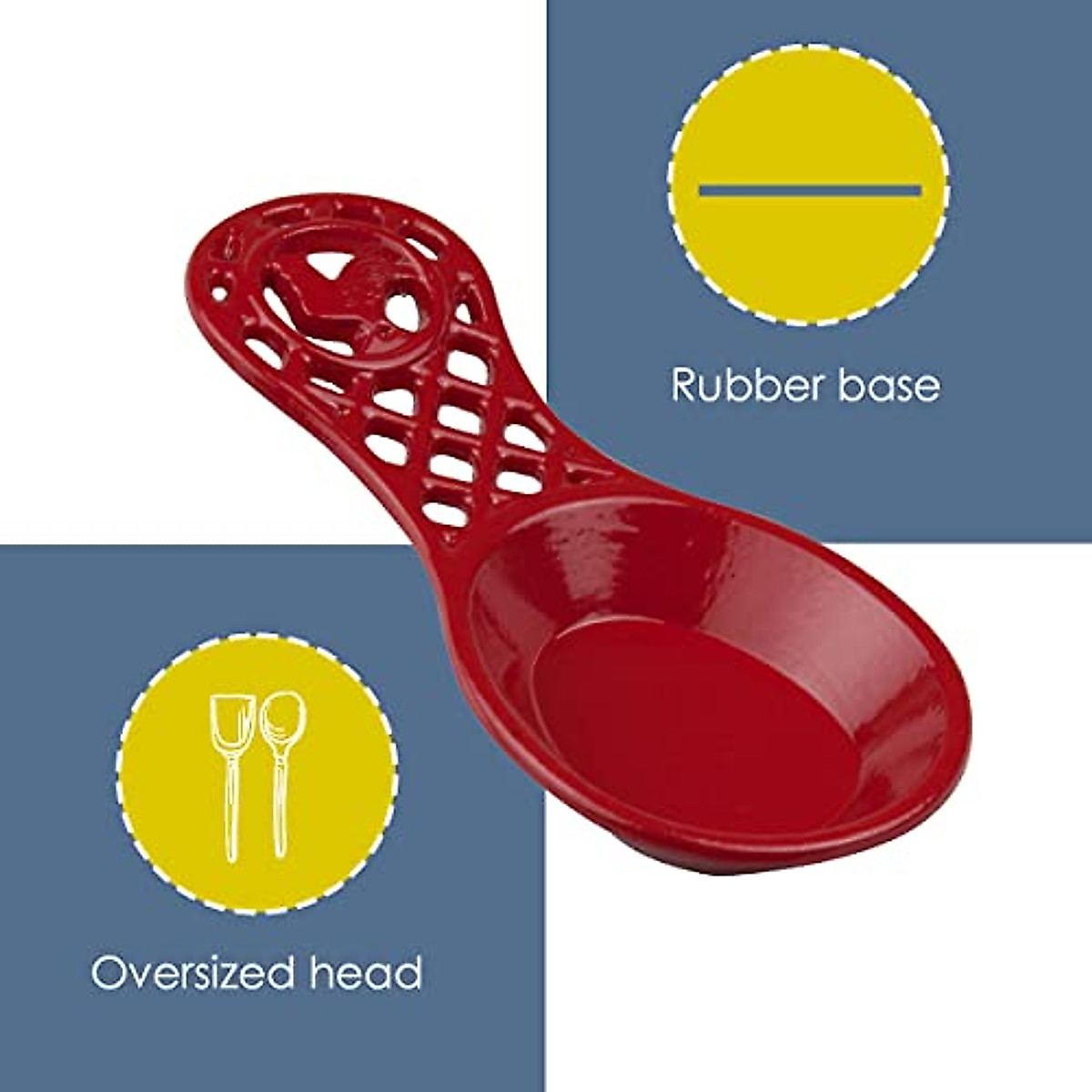 Home Basics Cast Iron Rooster Spoon Rest Sr44172, 7.62" x 3.50" x 1.37"