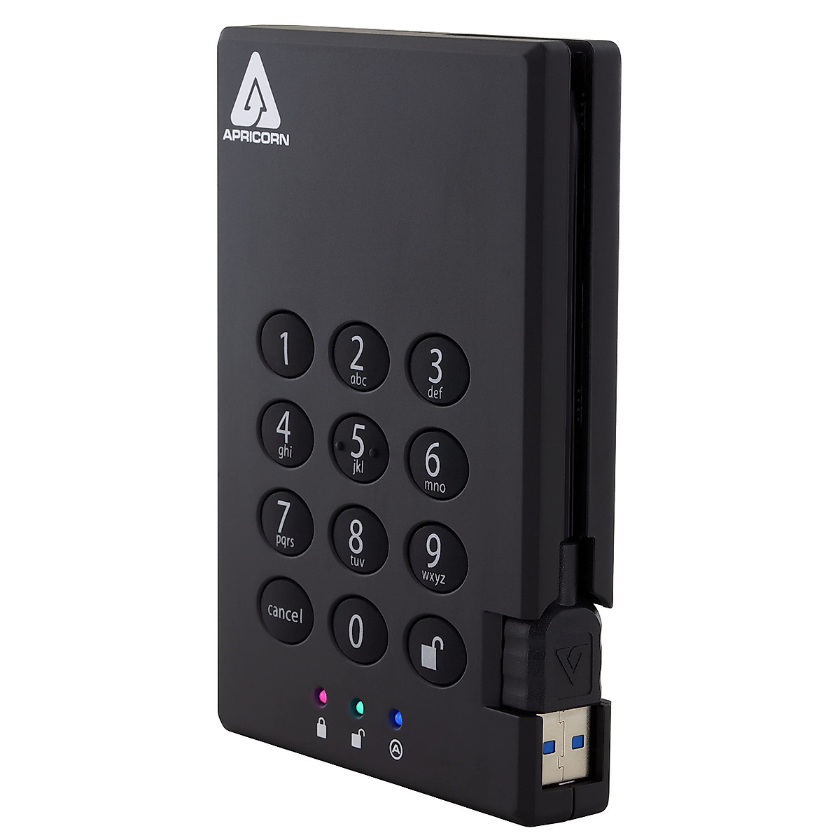 Apricorn 2TB Aegis Padlock USB 3.0 SSD 256-Bit Encrypted Portable Drive (A25-3PL256-S2000)