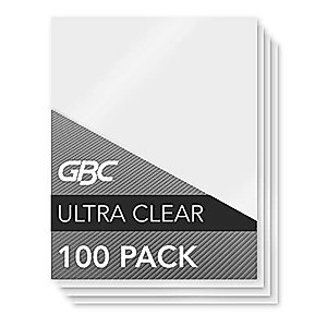 GBC Thermal Laminating Sheets / Pouches, Letter Size, 3 Mil, Ultra Clear, 100/Box (3745022)