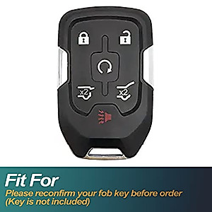 FEYOUN Key Fob Cover Compatible with Chevy Chevrolet Suburban Tahoe GMC Terrain Yukon Yukon XL Smart 6 Buttons TPU Remote Keyless Key Fob Case Protection Shell Accessories, White