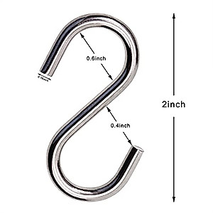 Shapenty Stainless Steel Heavy Duty S Shaped Hooks Hanging Utility Hooks for Plants Hanger Kitchen Utensils Pots Pans Clothes Jeans Bags Bathroom Gardening Tool, 4PCS (2 Inch)