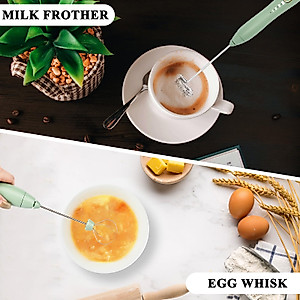 Double Whisk Milk Frother Handheld USB-C Rechargeable Electric Drink Mixer Green,3 Speeds Adjustable Coffee Foamer Drink Whisk for Lattes, Matcha, Hot Chocolate, Egg, Matcha