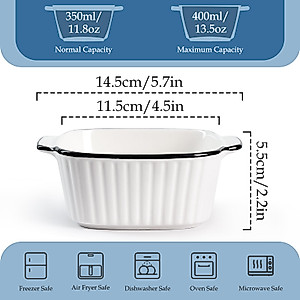 NUTRIUPS 13Oz Ceramic Baking Dishes set of 4, 5.5'' Square Baking Dishes, Small Baking Dish for Air Fryer, Ceramic Bakeware with Handles, Oven-Safe & Microwave-Safe