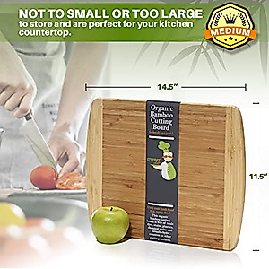 GREENER CHEF 15 Inch Medium Cutting Board with Lifetime Replacements, Bamboo Cutting Boards for Kitchen, Butcher Block, Medium Wooden Chopping Board for Meat, Veggies, Non Toxic Charcuterie Board