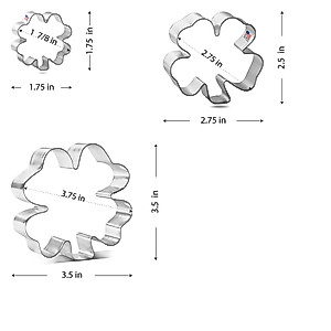 Foose Cookie Cutters Four Leaf Clover Cookie Cutter 3 Pc Set with Recipe Card, Made in USA