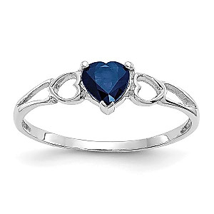 IceCarats 14K White Gold Blue Sapphire Heart Love Ring Gemstone Band September Birthstone Jewelry Size 6