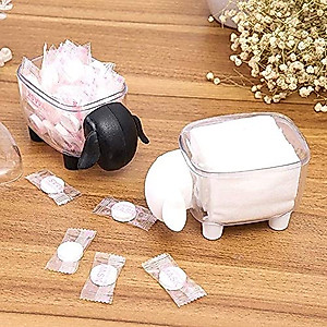 Qtip Holder, Acrylic Sheep Shaped Cotton Swab Holder Cotton Pad Dispenser Floss Container with Cover for Bathroom Vanity Organizer, 13 x 7.5 x 8 cm