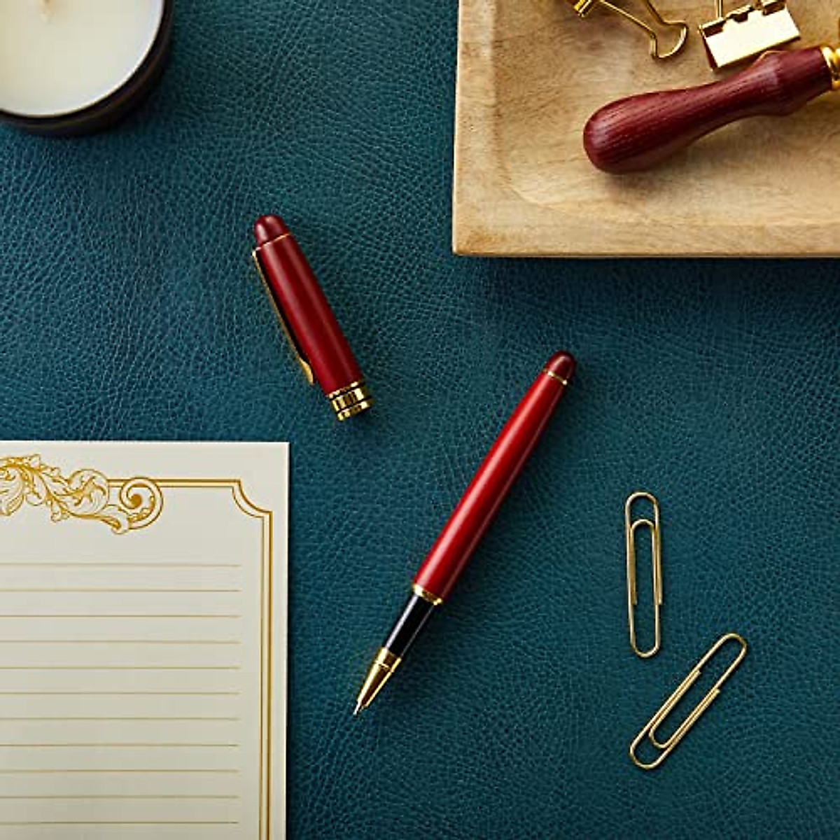 Juvale 2 Pack Luxury Rosewood Pen Set for Men, Fancy Ballpoint Pens with Black Ink Refills, Gift Boxed for Executives, Business, and Office Use