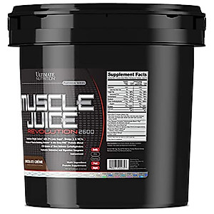 Ultimate Nutrition Muscle Juice Revolution 2600, Lean Muscle Mass Gainer Protein Powder with Glutamine, Whey Protein Isolate for Weight Gain, Time Release Carbohydrates, 11.1 Pounds, Chocolate
