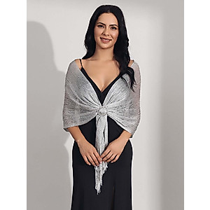 GORAIS Women Shawls and Wraps for Evening Dresses Wedding Scarf Formal Shrug with Rhinestone Buckle for Bride and Bridesmaids