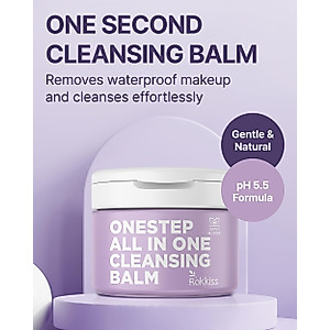 ROKKISS One-Step Cleansing Balm (5.1fl oz) - pH-Balanced Gentle Daily Facial Cleansing and Makeup Remover. Shea Butter, Grapefruit and Peach Extracts.