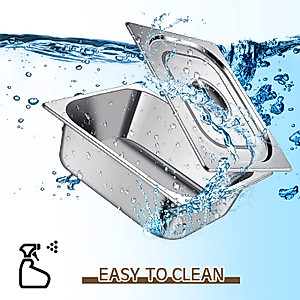 Baderke Stainless Steam Hotel Pans with Lids, 0.7 mm Thick 304 Stainless Steel Hotel Pan Anti Clogging Steam Table Pan for Food Warmer Cooking Heat, Multi Size (4 Pack, 1/2 Half Size x 4 Inch Deep)