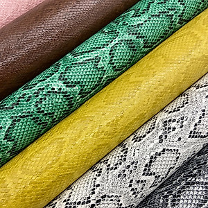 12"x54" Snake Patterned PU Faux Leather,Embossed Snake Textured Faux Synthetic Leather Fabric for Home Decoration DIY Sewing Clothes Project Bows Earrings Making Craft Green