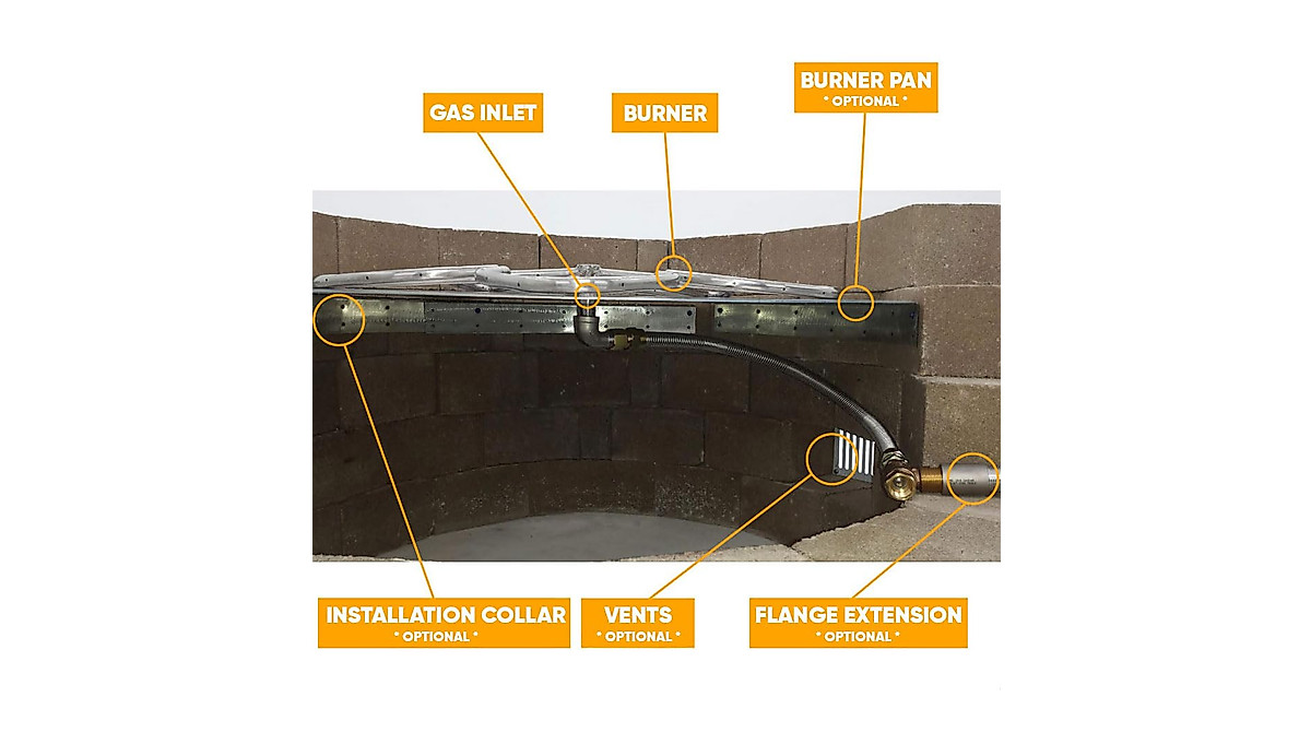 Spotix HPC Penta Match Lit Fire Pit Burner Kit - 30-Inch Stainless Steel