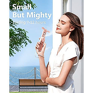 SWEETFULL Misting Fan Portable, Handheld Personal Mister Fan, Small Fan Rechargeable, Mini Spray Water Mist Fan, Kids Women Portable Fan For Travel, Outdoors, Hiking, Camping Home Office (Pink)